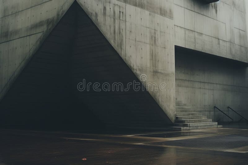 An Empty Concrete Building with Stairs Leading Up To it Stock ...