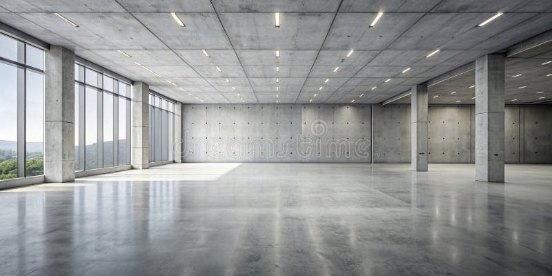 Empty Concrete Hall Space Abstract Back Ground AI-Created Content Stock ...