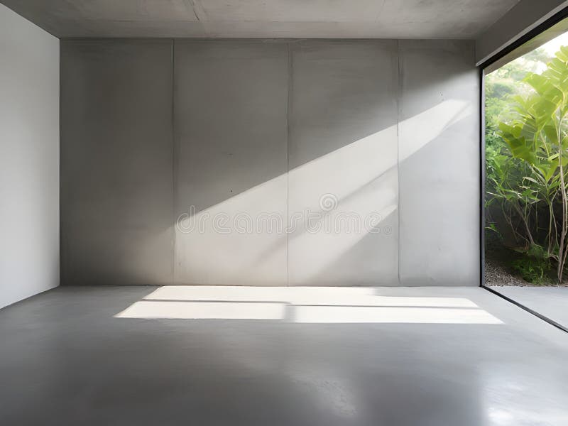 Empty Concrete Interior, Modern House with Sunlight Stock Illustration - Illustration of summer ...