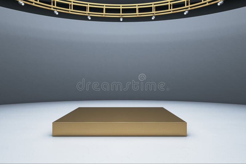 Empty Concrete Interior with Pedestal and Mock Up Place. Stock ...