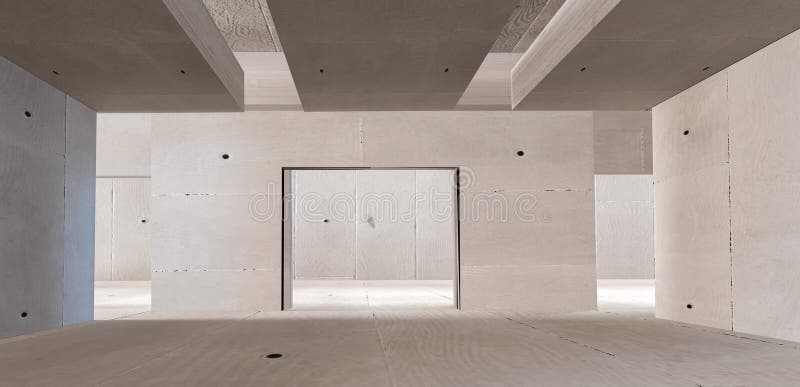 Empty Concrete Interior of Underground Room with Solar Lighting from ...