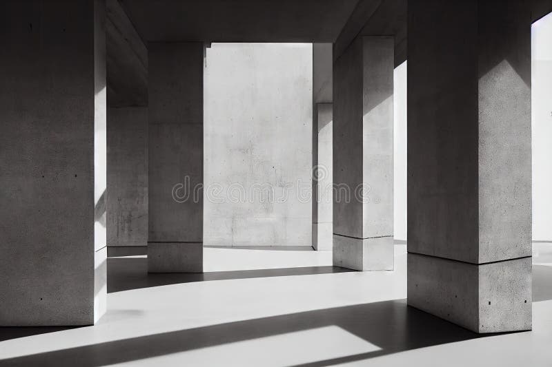 Empty Concrete Open Space Interior with Sunlight. Stock Illustration ...