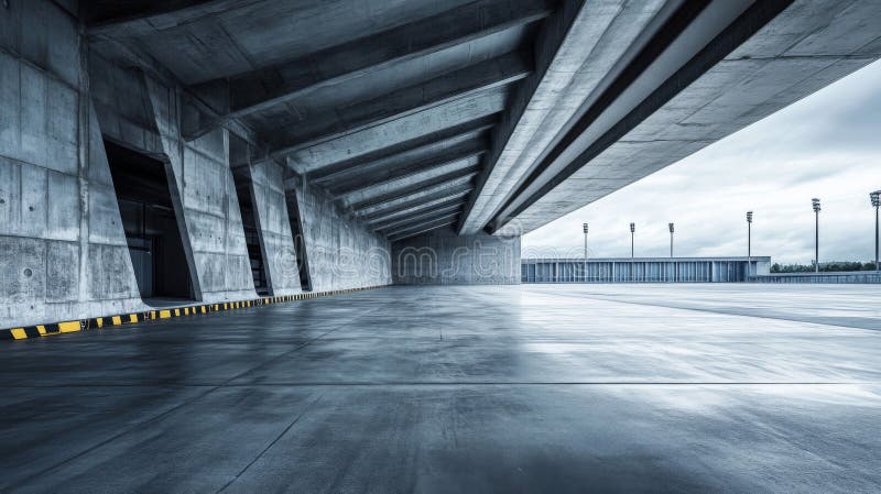 Empty Concrete Parking Structure Under Overcast Sky Stock Illustration ...
