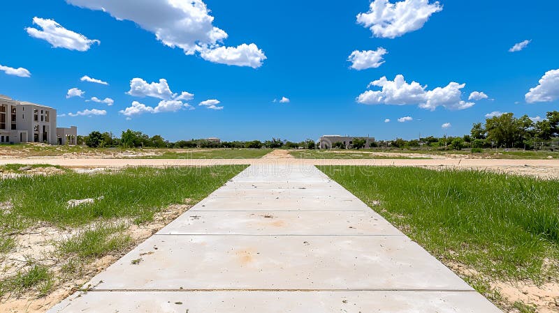 Empty Concrete Path Construction Site Stock Illustration - Illustration ...