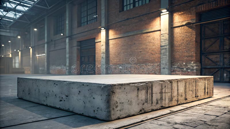 Empty Concrete Platform in Industrial Warehouse 3d Render Mock Up Stock ...