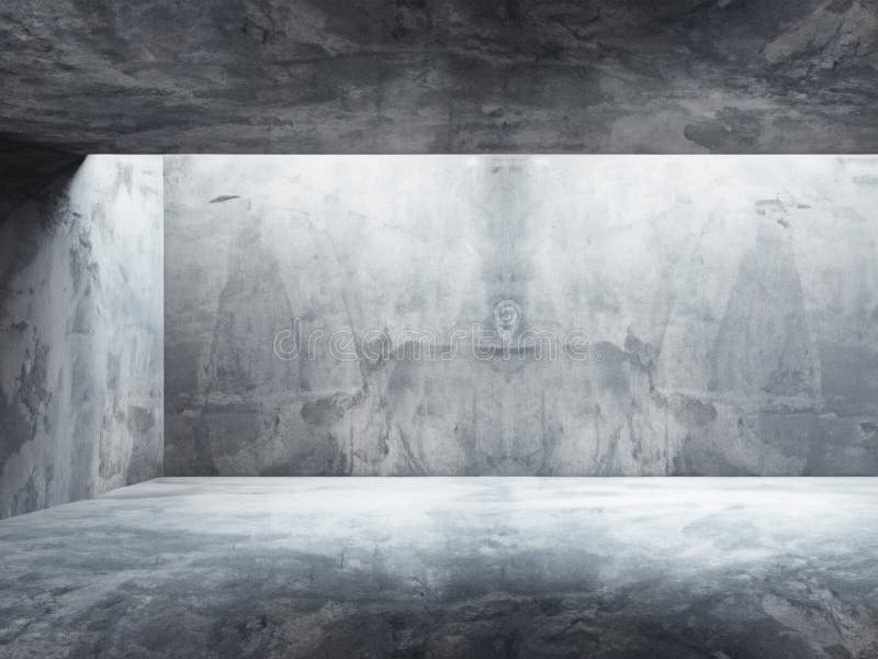 Empty Concrete Room with Concrete Floor Stock Illustration ...