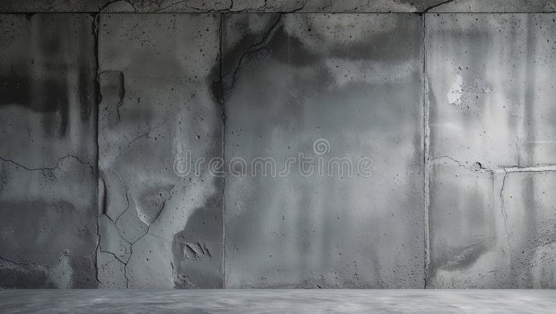 Empty Concrete Room with Cracked Walls and Floor Displaying Rough ...