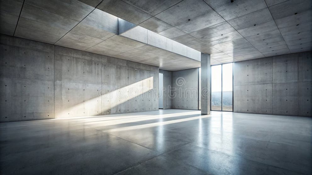 Empty Concrete Room with Dramatic Light Shaft a Modern Architectural ...
