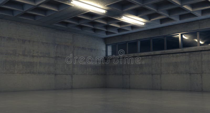 Empty Concrete Room Interior Stock Illustration - Illustration of ...