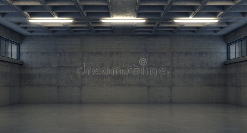 Empty Concrete Room Interior Stock Illustration - Illustration of ...