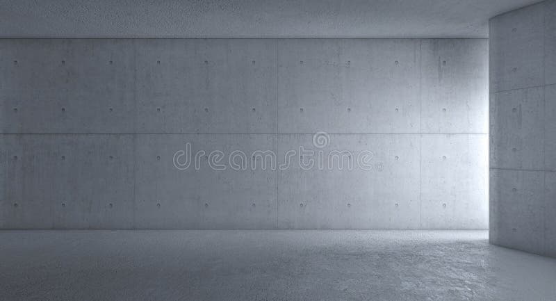Empty Concrete Room with Light Coming from Side 3d Stock Illustration ...