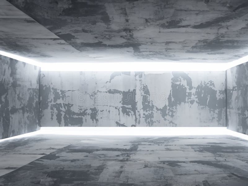Empty Concrete Room with Lighting Background, Wall with Concrete Panels ...