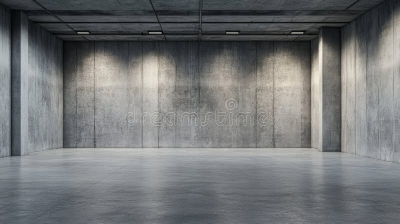 Empty Concrete Room with Spotlights Minimalist Industrial Interior ...