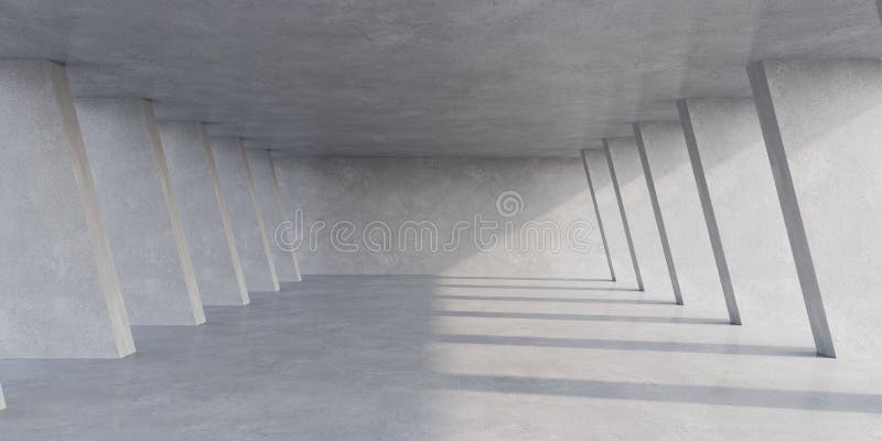 Empty Concrete Space Interior with Sunlight and Shadow, Stock ...