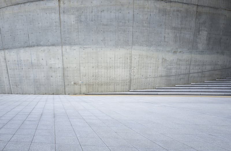 Empty Concrete Square with Steps and Curved Wall Stock Photo - Image of ...