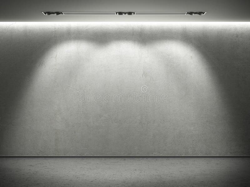 Empty Concrete Wall with 3 Spot Lights Stock Illustration ...