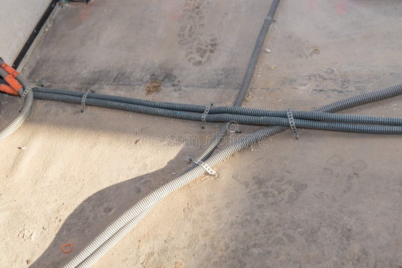 Empty Conduits for Electrical Installation on Construction Site Stock ...