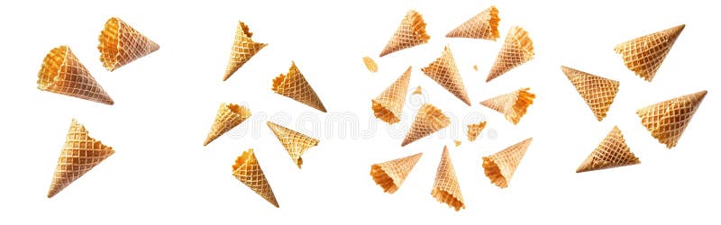 The Empty Cone of an Ice Cream Cone is Falling Onto the White ...