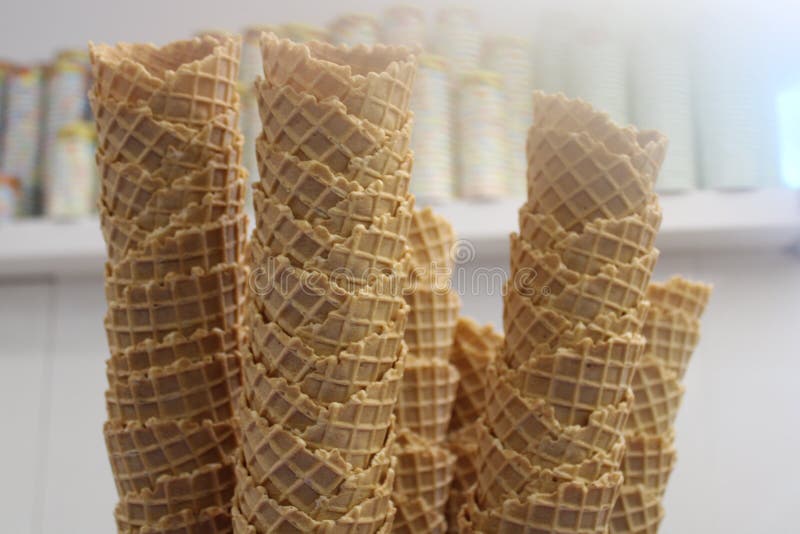 Empty Cone Icecream on Icecream Shop Stock Photo - Image of empty, food ...
