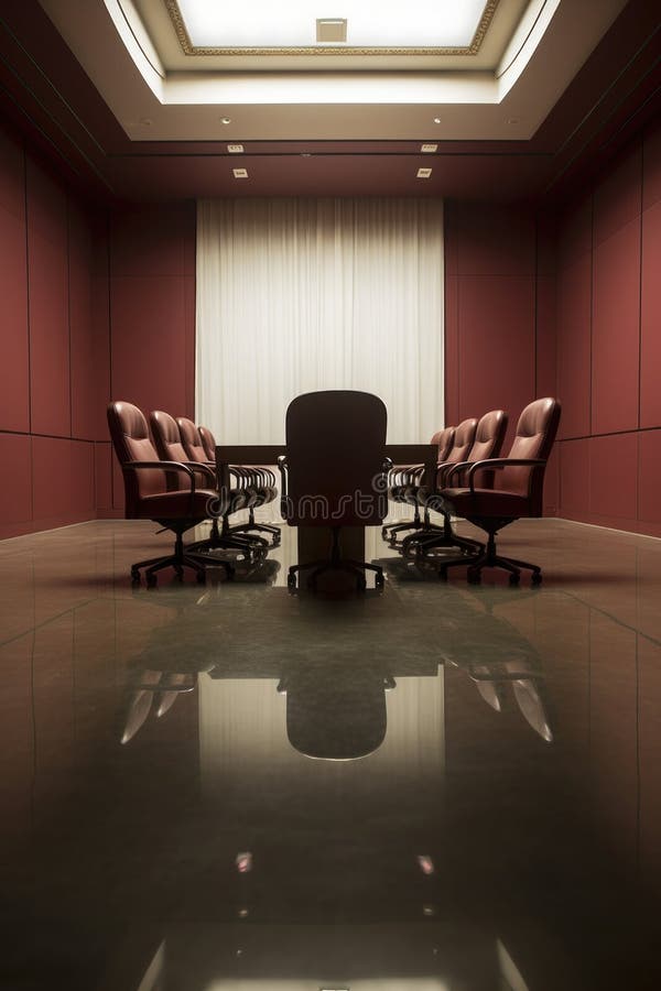Empty Conference Room with Chairs and Table Stock Illustration ...