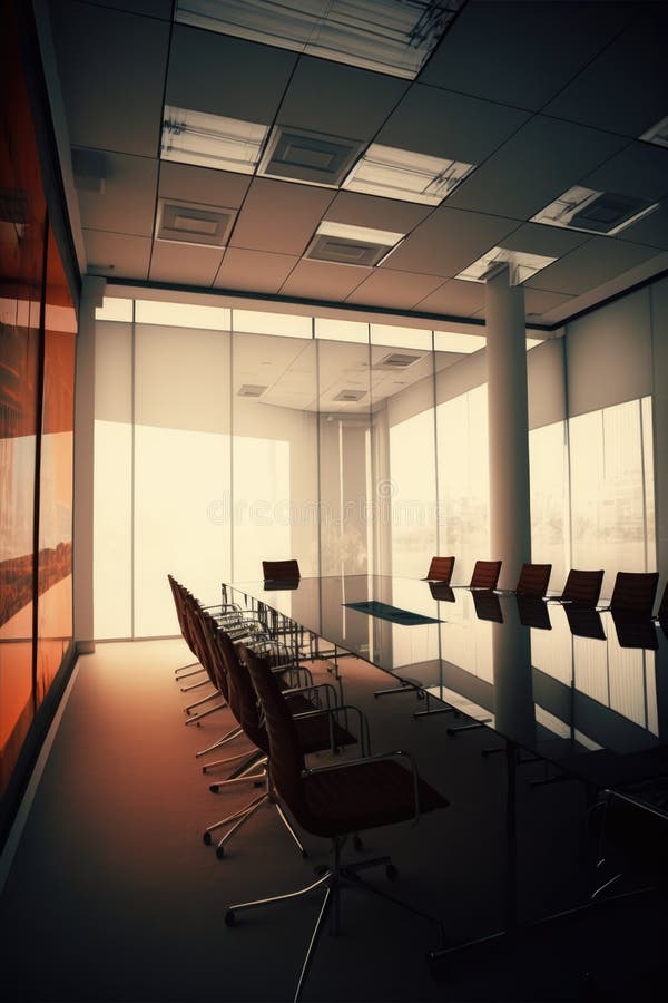 Empty Conference Room with Chairs and Table in Office, Created Using ...