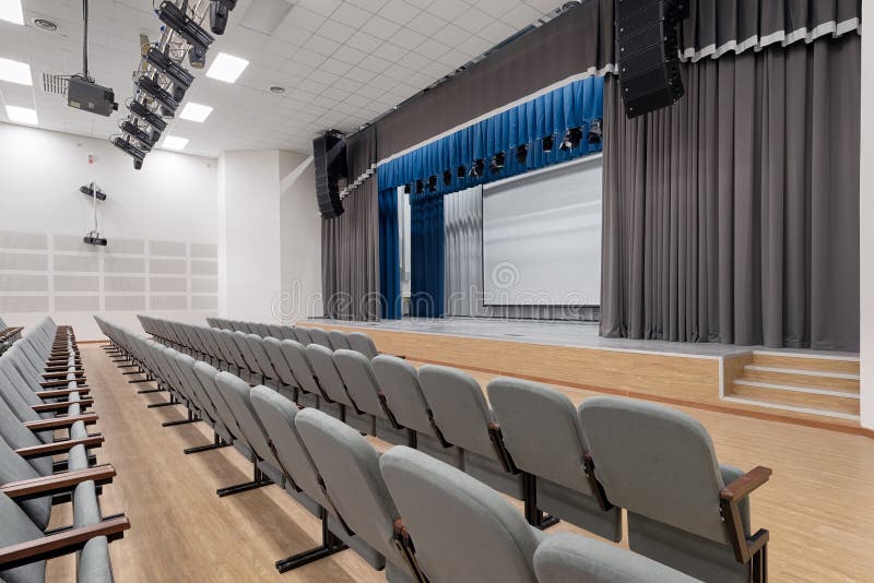 Empty Conference Room Interior with a Stage and Chairs Stock Image ...
