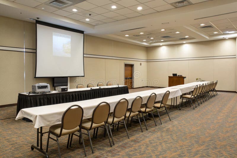 Empty Conference Room with Projector Stock Illustration - Illustration ...