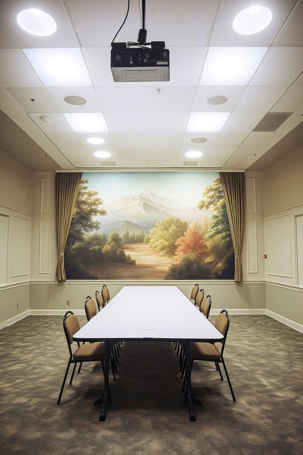 Empty Conference Room with Projector Screen Stock Illustration ...
