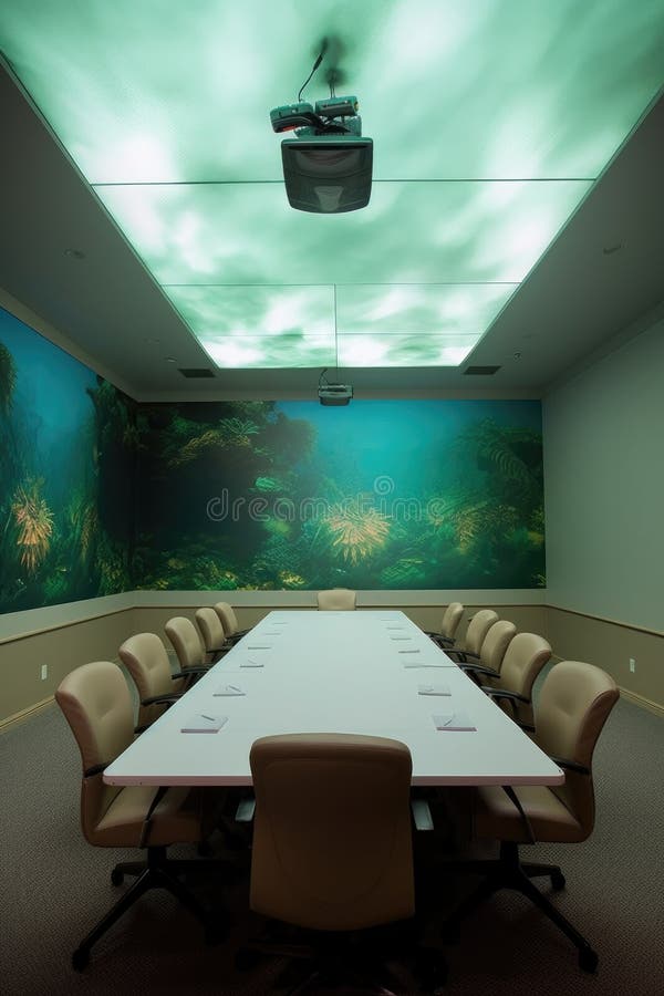 Empty Conference Room with Projector Screen Stock Illustration ...