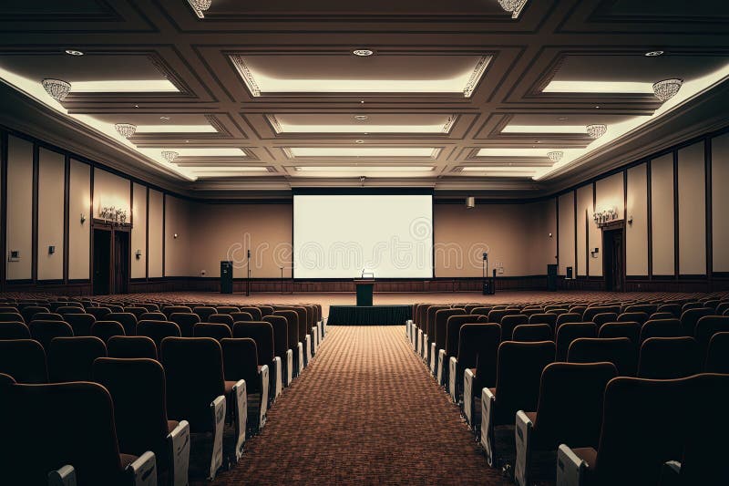 Empty Conference Room with Screen and Projector Stock Illustration ...