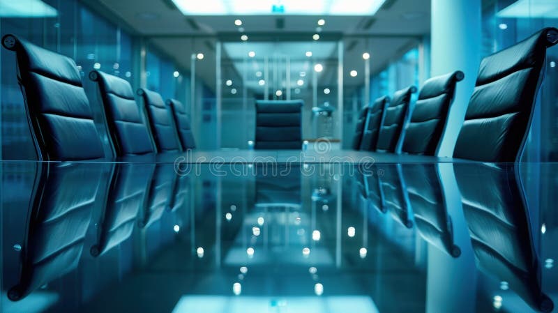 Empty Conference Room Table Reflecting Modern Office Space Stock ...