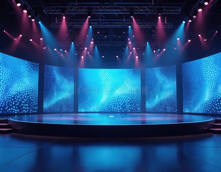 Empty Conference Stage with Large Led Video Screens Backdrop ...