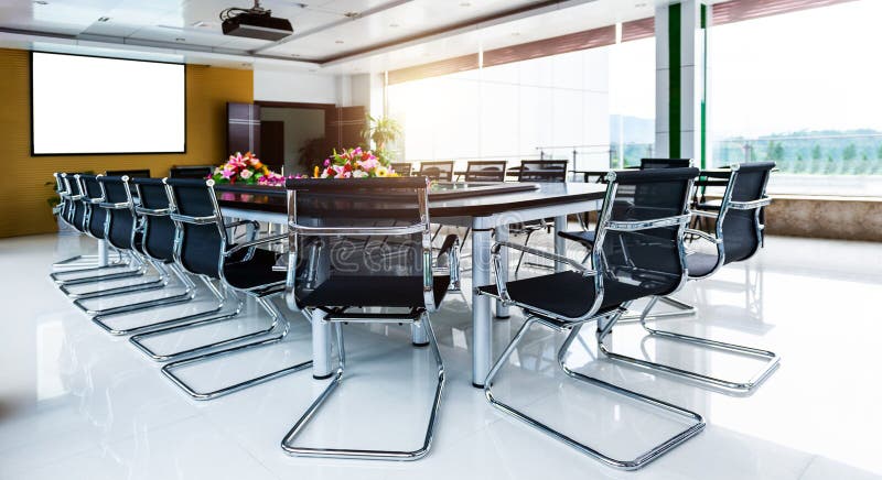 Conference Table and Chairs in Meeting Room Stock Photo - Image of ...