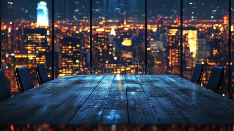 Empty Conference Table City Lights View Stock Photos - Free & Royalty ...