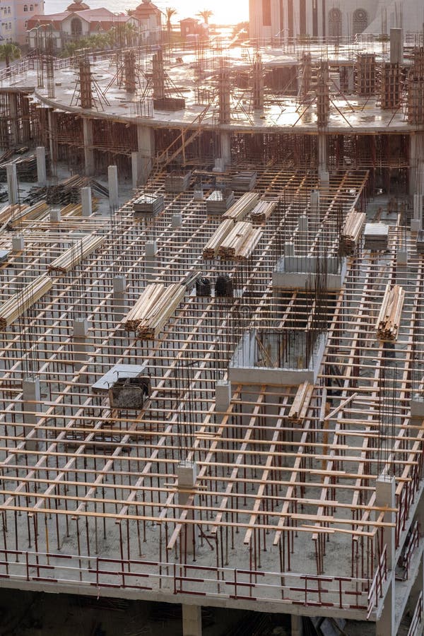 Empty Construction Site with Wooden Panels Stock Image - Image of ...