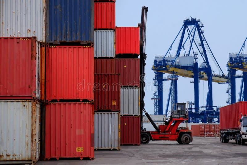 The Empty Container Handler Picks Up the Empty Container from the ...