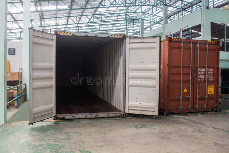 The Empty Container Inside Warehouse on Shipment Area Stock Image ...