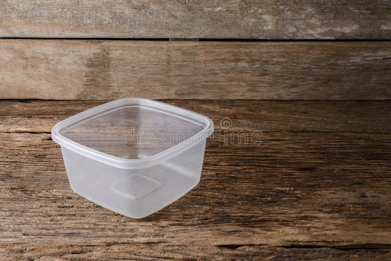 Empty Containers For Food On Wooden Background Stock Photo - Image of ...