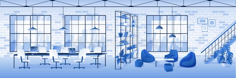 Empty Contemporary Office Interior Horizontal Background. Vector ...
