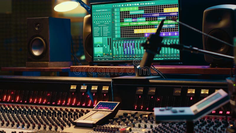 Empty Control Room Filled with Buttons and Sliders Used for Recording ...