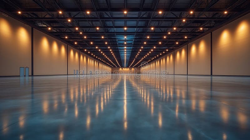 Empty Convention Hall with Polished Concrete Floor. Modern Architecture ...