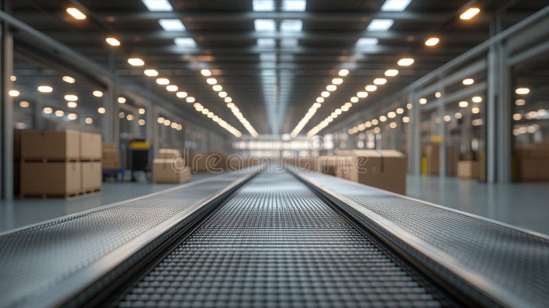 Empty Conveyor Belt in a Distribution Warehouse, E-commerce Delivery ...