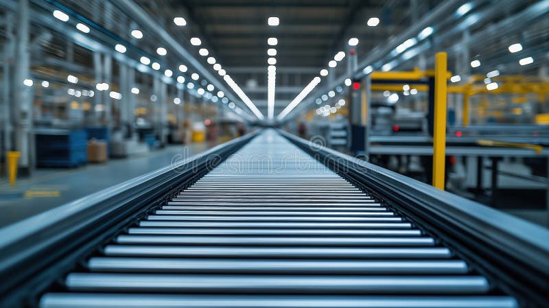 Empty Conveyor Belt in a Modern Factory Stock Illustration ...