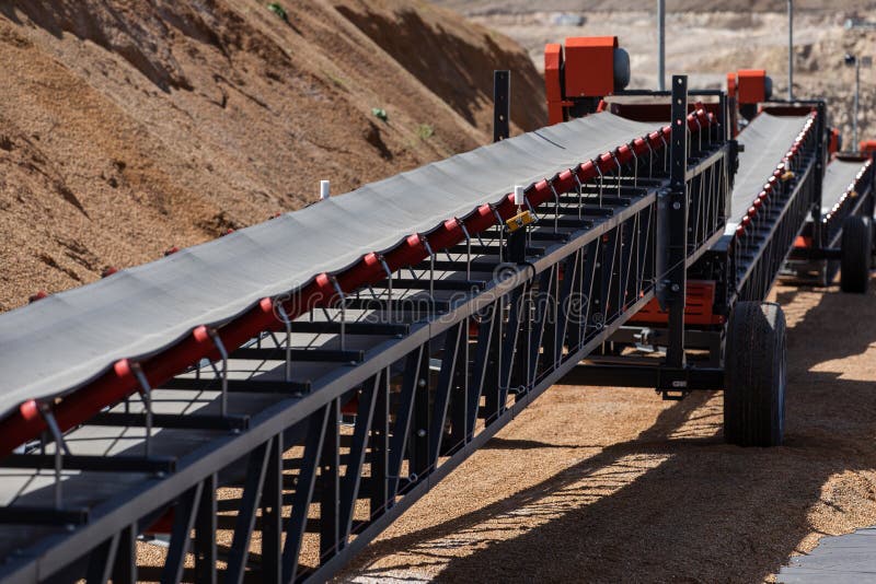 Empty Conveyor Belt Sits at a Mining Area Stock Image - Image of ...