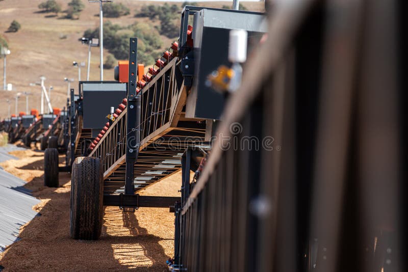 Empty Conveyor Belt Sits at a Mining Area Stock Image - Image of metal ...