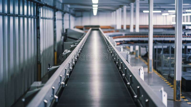 Empty Conveyor Belt in Sorting Facility Stock Illustration ...