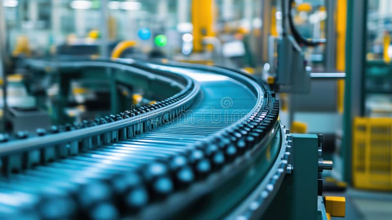 Empty Conveyor Belt Turning in a Modern Factory Stock Image - Image of ...