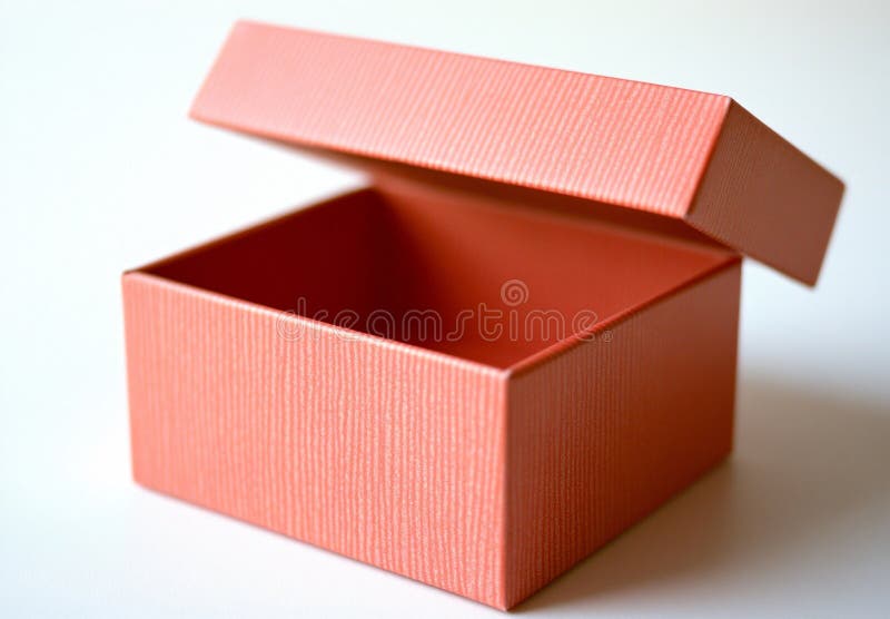 Empty Coral Gift Box Open Lid Product Mockup High Quality Image Stock ...