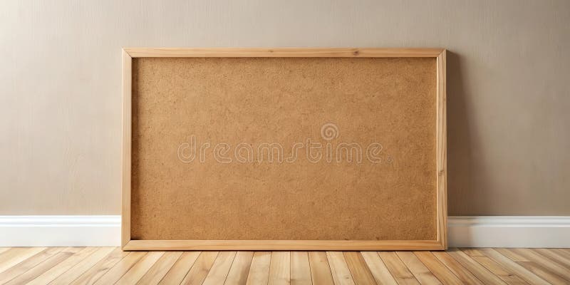 Empty Corkboard on Light Wood Floor Against Neutral Wall Ready for ...
