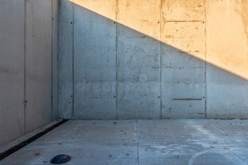 Empty Corner Outside the Building, Walls and Floor Made of Concrete ...